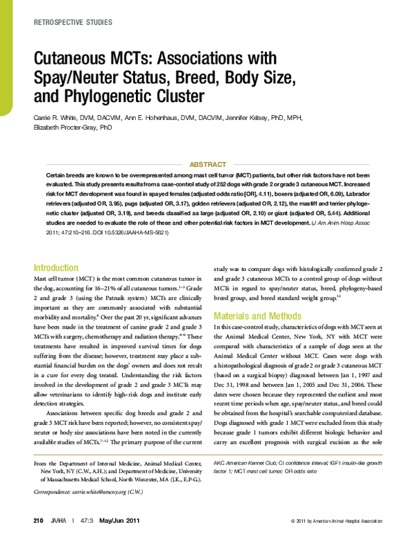 (PDF) Cutaneous MCTs: Associations with Spay/Neuter Status, Breed, Body ...