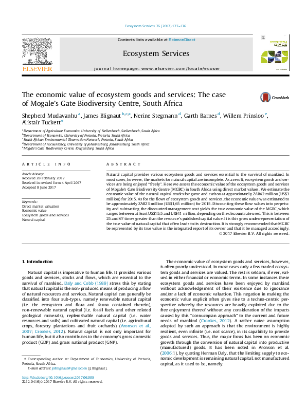 (PDF) The economic value of ecosystem goods and services: The case of ...