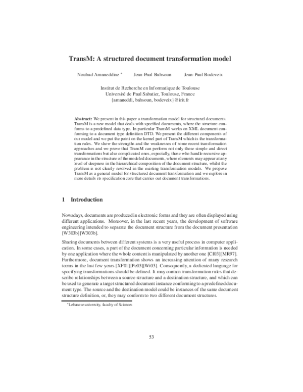 (PDF) TransM: A structured document transformation model | Nouhad Amaneddine - Academia.edu