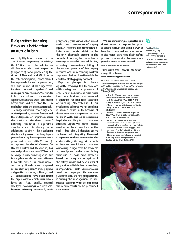 (PDF) E-cigarettes: banning flavours is better than an outright ban ...