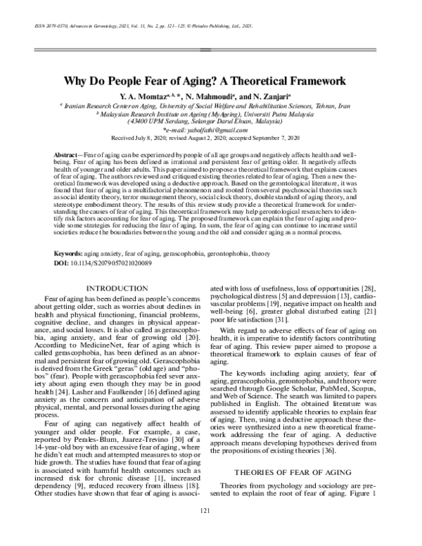 (PDF) Why Do People Fear of Aging? A Theoretical Framework