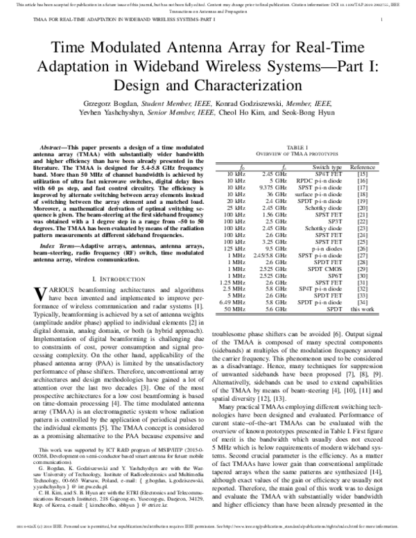 (PDF) Time-Modulated Antenna Array for Real-Time Adaptation in Wideband Wireless Systems—Part II ...