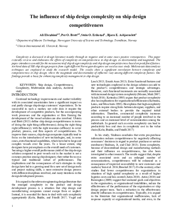 (PDF) Influence of Ship Design Complexity on Ship Design Competitiveness