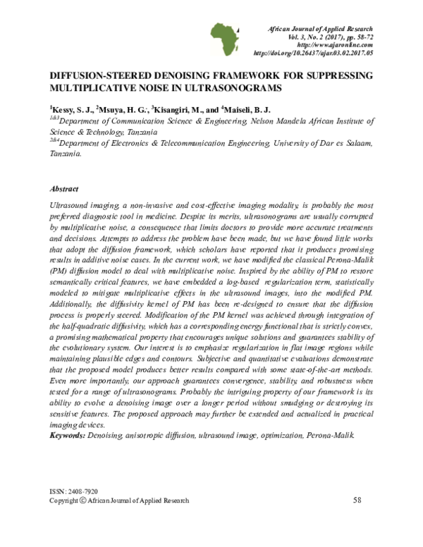 (PDF) Diffusion-Steered Denoising Framework for Suppressing Multiplicative Noise in Ultrasonograms