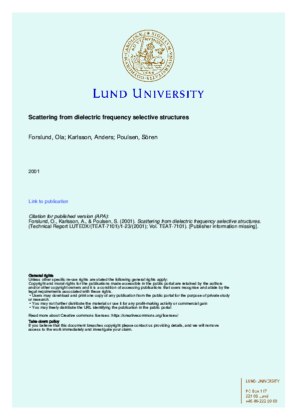 (PDF) Scattering from dielectric frequency selective structures