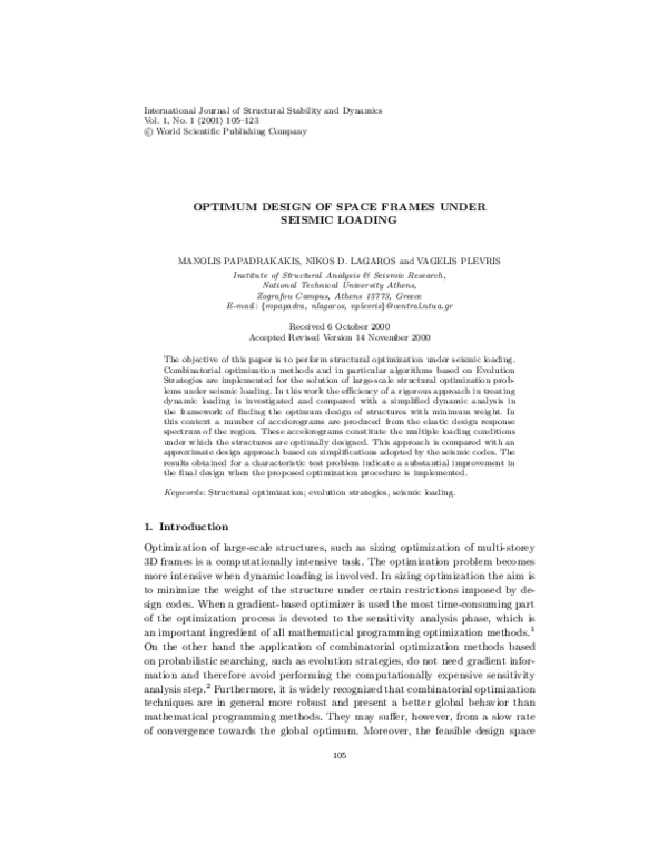 (PDF) Optimum Design of Space Frames Under Seismic Loading | Nikos Lagaros - Academia.edu