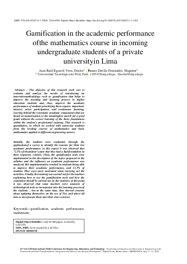 (PDF) Gamification in the academic performance of the mathematics ...