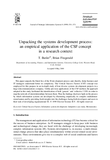 (PDF) Unpacking the systems development process: an empirical ...