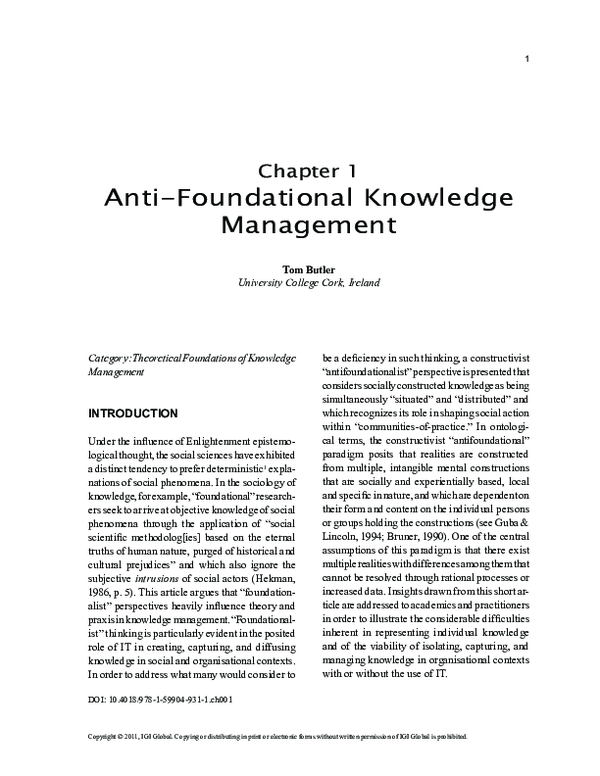 (PDF) Anti-Foundational Knowledge Management