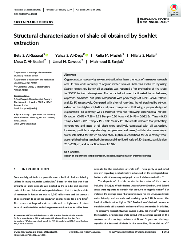 (PDF) Structural characterization of shale oil obtained by Soxhlet extraction