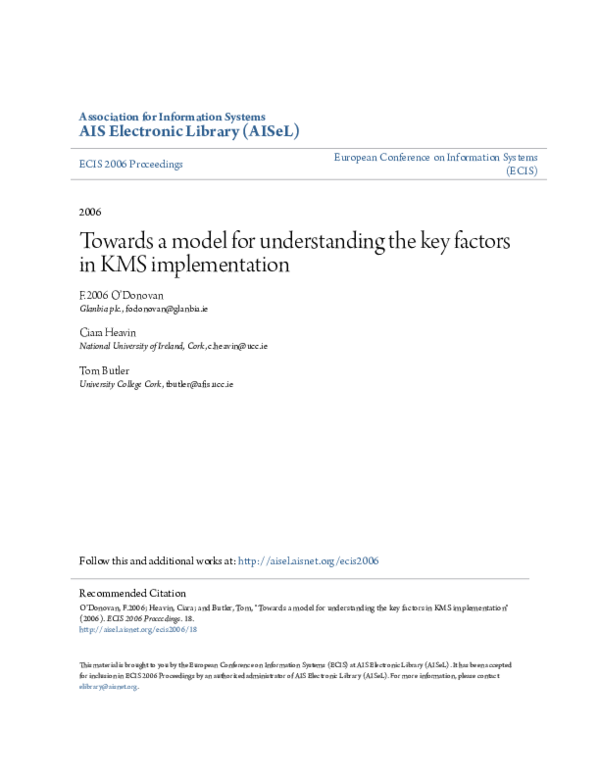 (PDF) Towards a Model for Understanding the Key Factors in KMS ...