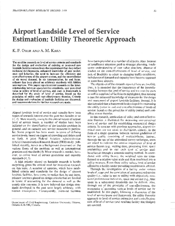 (PDF) Airport landside level of service estimation: utility theoretic ...