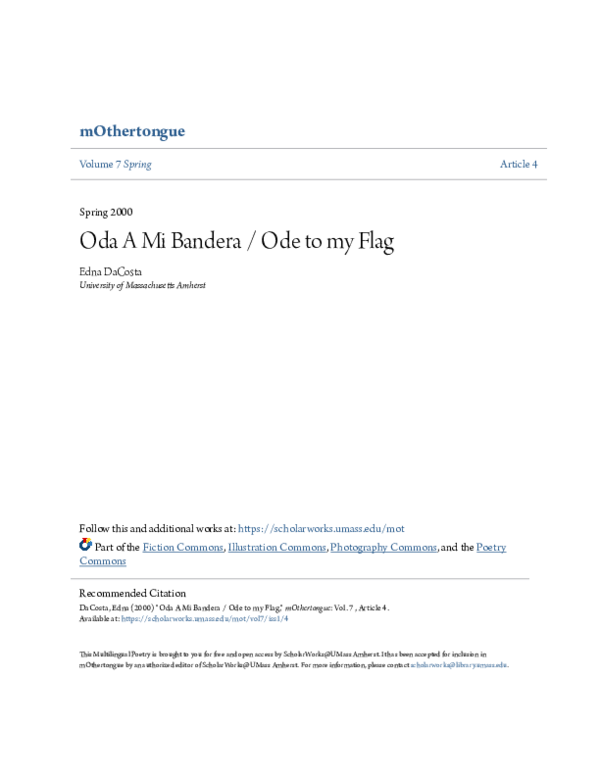 (PDF) Oda A Mi Bandera / Ode to my Flag