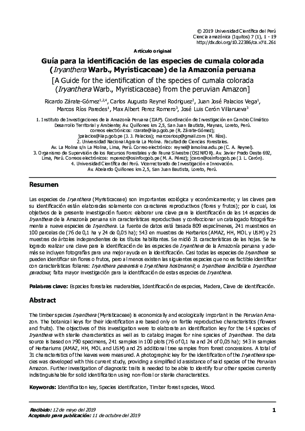 (PDF) Guía para la identificación de las especies de cumala colorada ...