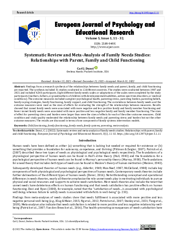 (PDF) Systematic Review and Meta-Analysis of Family Needs Studies ...