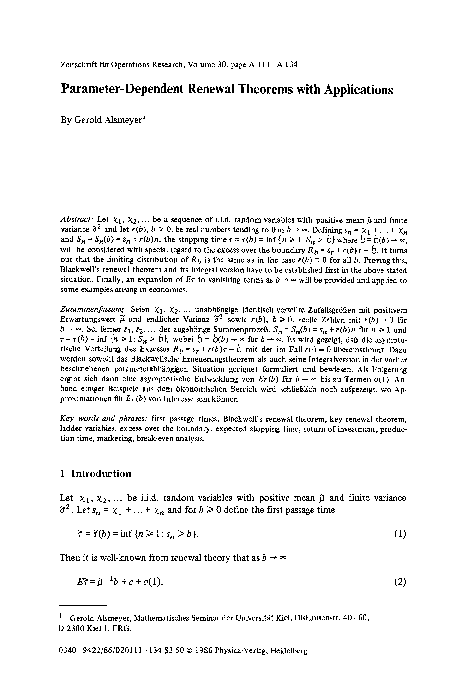(PDF) Parameter-dependent renewal theorems with applications