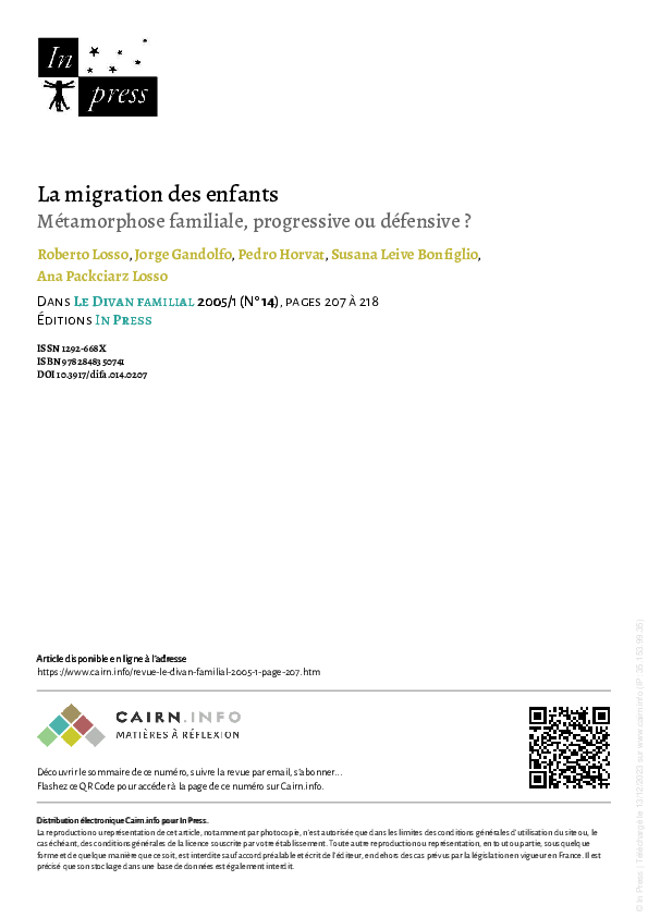 (PDF) La migration des enfants