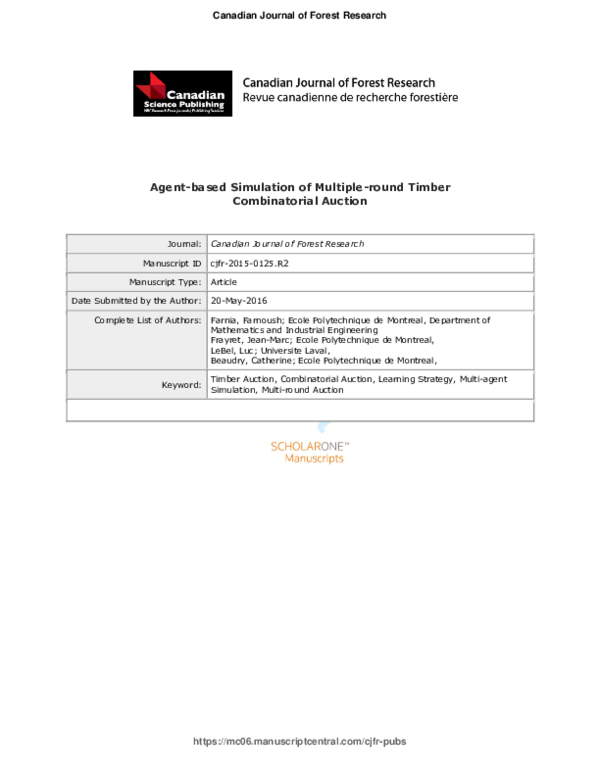 (PDF) Agent-based Simulation of Multiple-round Timber Combinatorial Auction