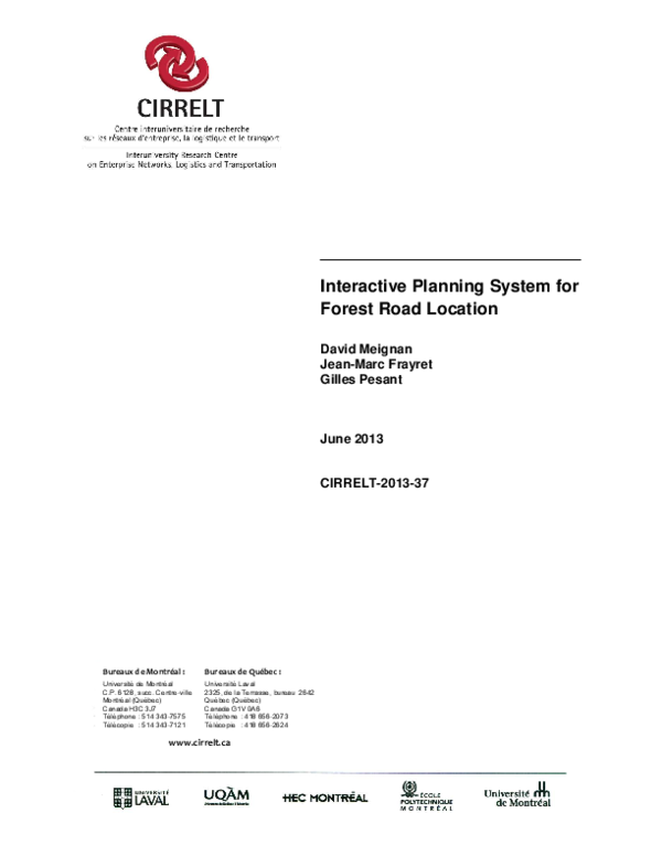 (PDF) Interactive planning system for forest road location