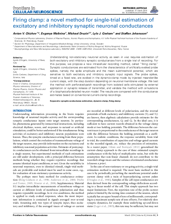 (PDF) Firing clamp: a novel method for single-trial estimation of ...