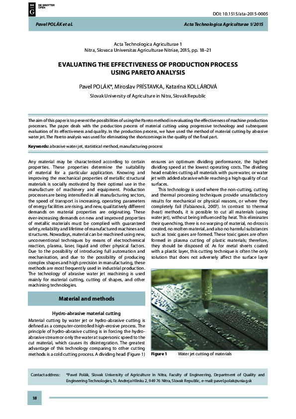 (PDF) Evaluating The Effectiveness Of Production Process Using Pareto Analysis