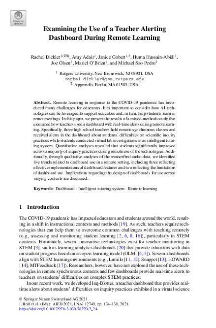 (PDF) Examining the Use of a Teacher Alerting Dashboard During Remote ...