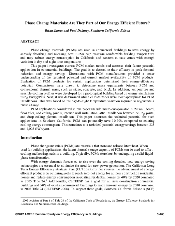 (PDF) Phase Change Materials: Are They Part of Our Energy Efficient Future?