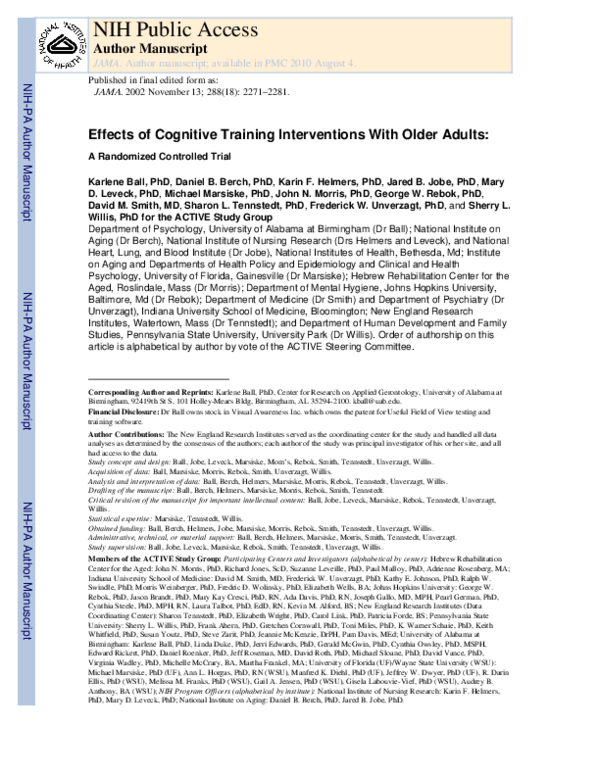 (PDF) Effects of Cognitive Training Interventions With Older Adults