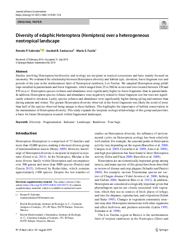 (PDF) Diversity of edaphic Heteroptera (Hemiptera) over a heterogeneous ...