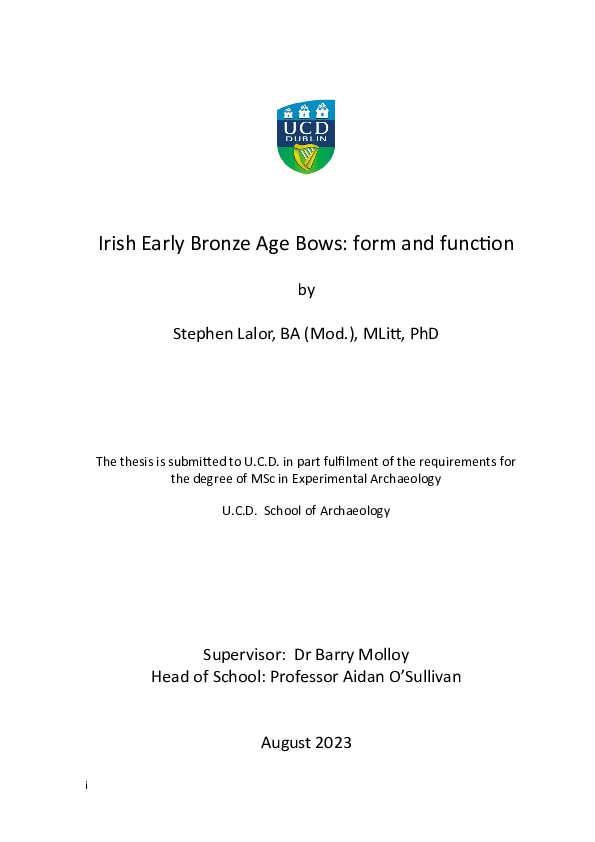 (DOC) Irish Early Bronze Age Bows: form and function
