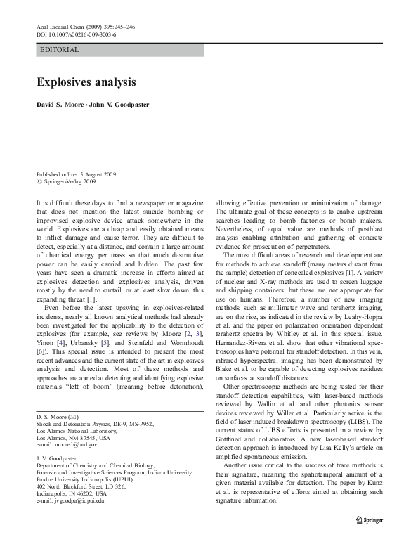 (PDF) Explosives analysis
