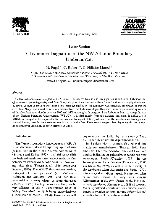 (PDF) Clay mineral signature of the NW Atlantic Boundary Undercurrent