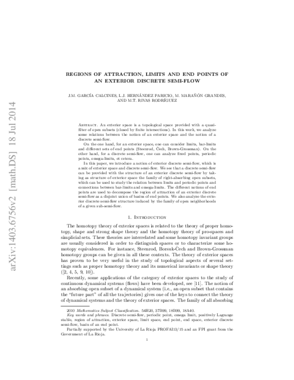 Pdf Regions Of Attraction Limits And End Points Of An Exterior Discrete Semi Flow