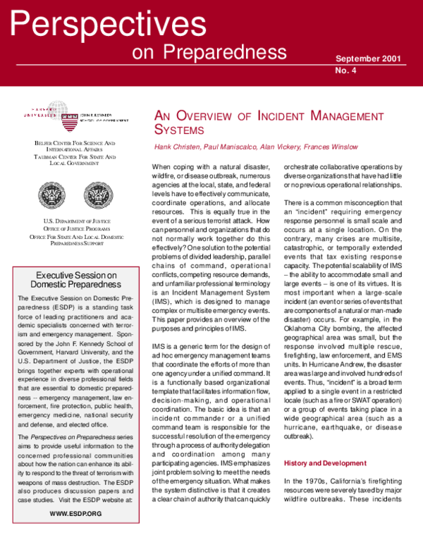 (PDF) An Overview of Incident Management Systems