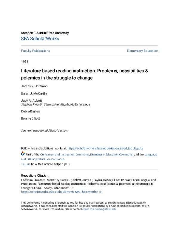 (PDF) Literature-based reading instruction: Problems, possibilities ...