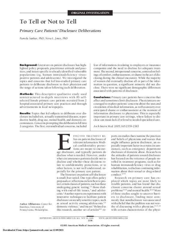 (PDF) To Tell or Not to Tell