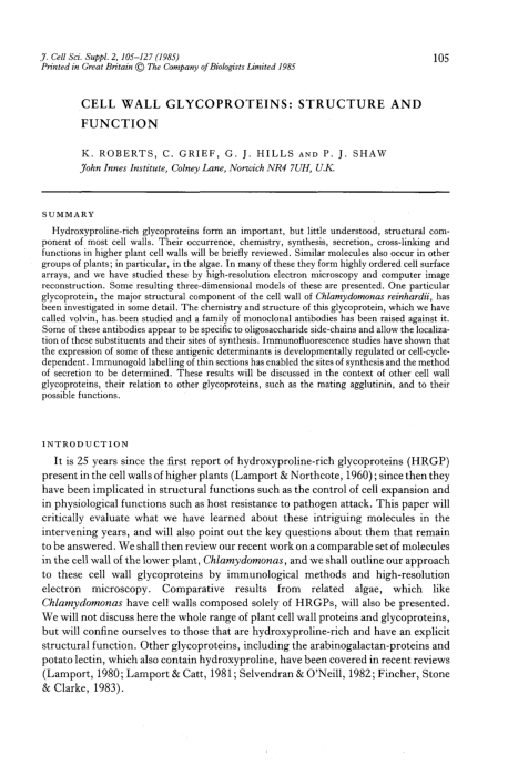 (PDF) Cell Wall Glycoproteins: Structure and Function