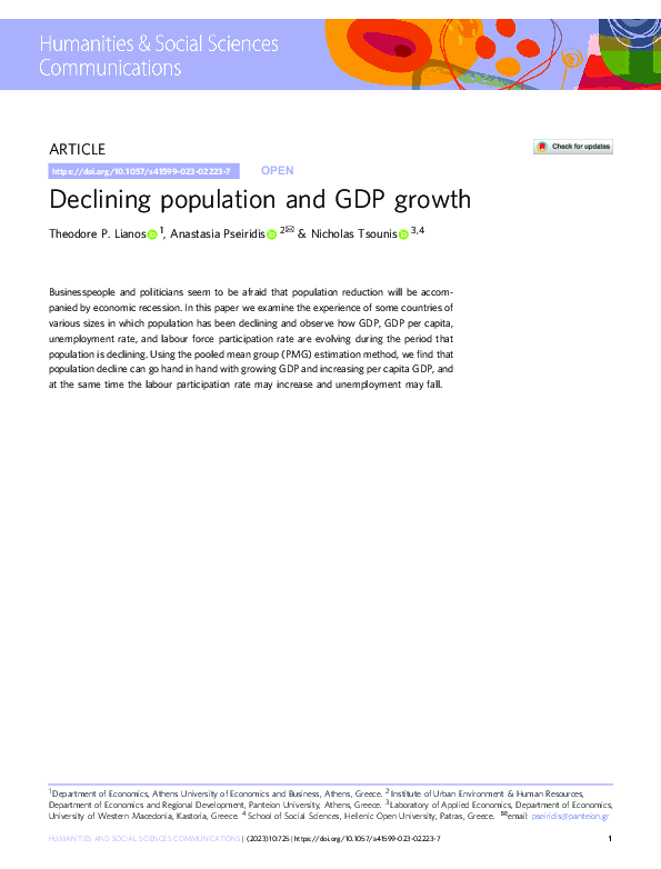 (PDF) Declining population and GDP growth