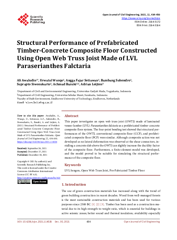 (PDF) Structural Performance of Prefabricated Timber-Concrete Composite ...