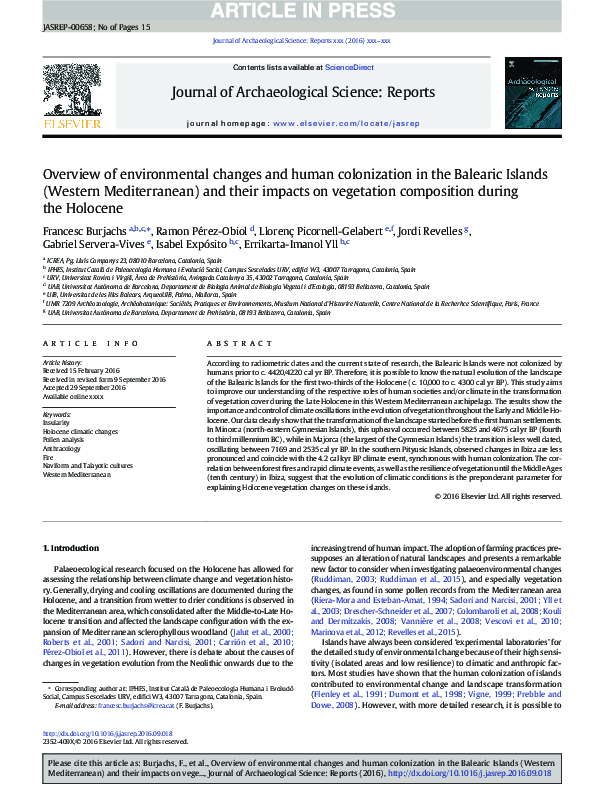 (PDF) Overview of environmental changes and human colonization in the ...