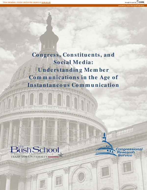(PDF) Congress, Constituents, and Social Media: Understanding Member ...