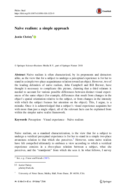 (PDF) Naïve realism: a simple approach