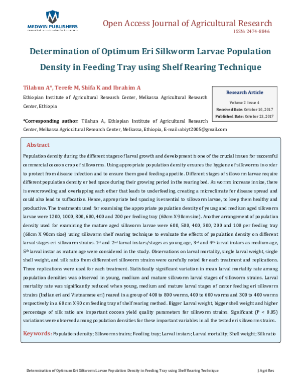 (PDF) Determination of Optimum Eri Silkworm Larvae Population Density ...