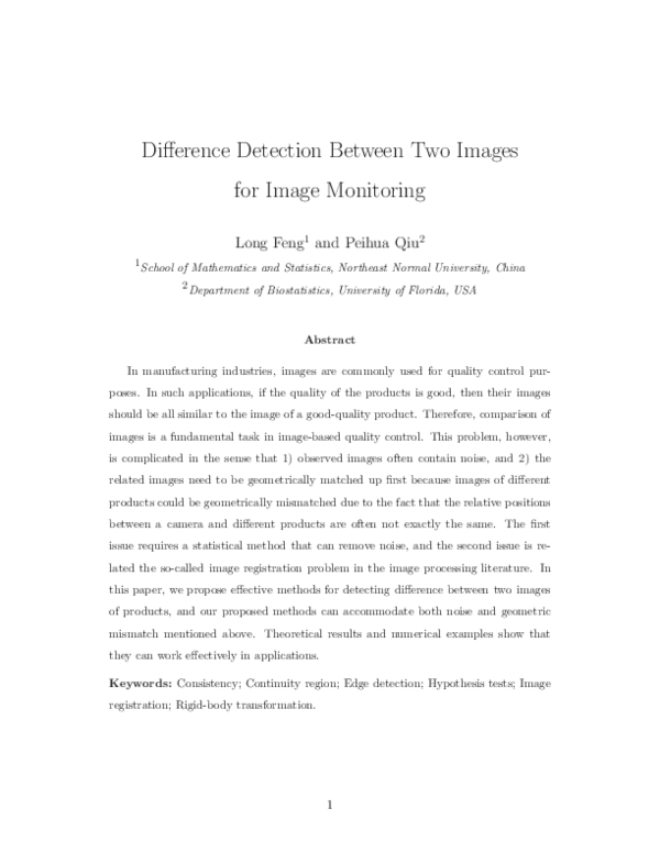 (PDF) Difference Detection Between Two Images for Image Monitoring