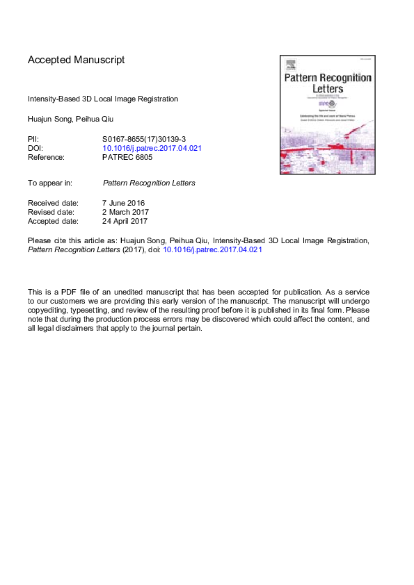 (PDF) Intensity-based 3D local image registration