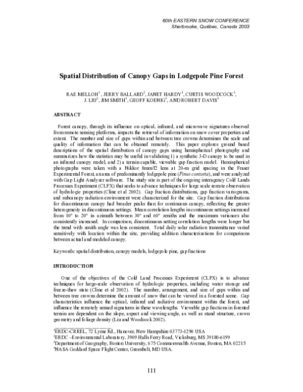 (PDF) Spatial Distribution of Canopy Gaps in Lodgepole Pine Forest