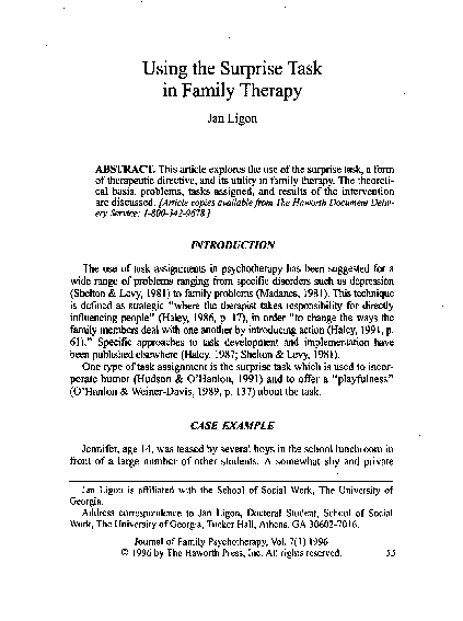 (PDF) Using the Surprise Task in Family Therapy