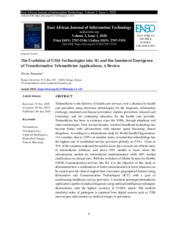 (PDF) The Evolution of GSM Technologies into 5G and the Imminent ...