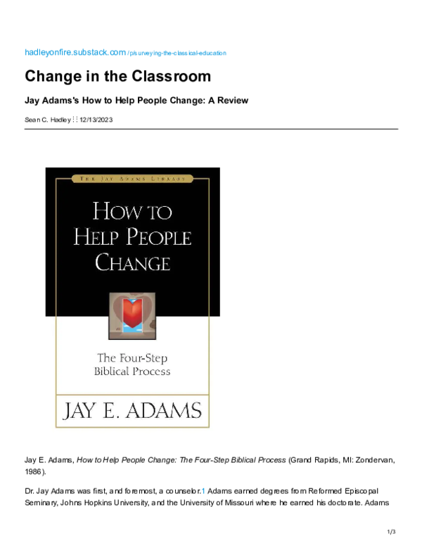 (PDF) How to Help People Change, Dr. Jay Adams