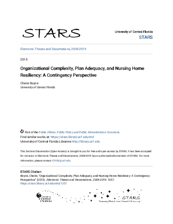 (PDF) Organizational Complexity, Plan Adequacy, and Nursing Home ...